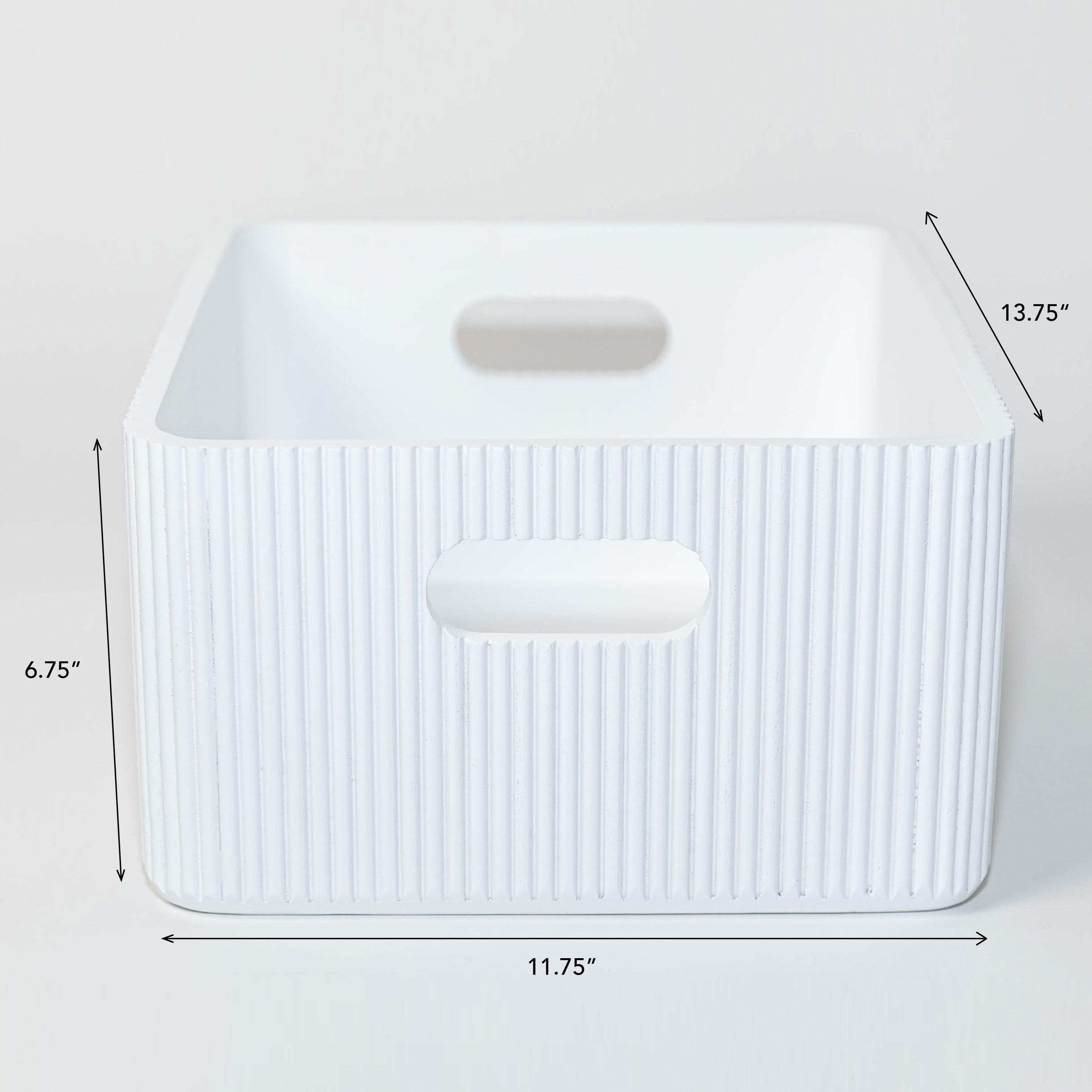 Wooden Ribbed Bins – White – Horderly