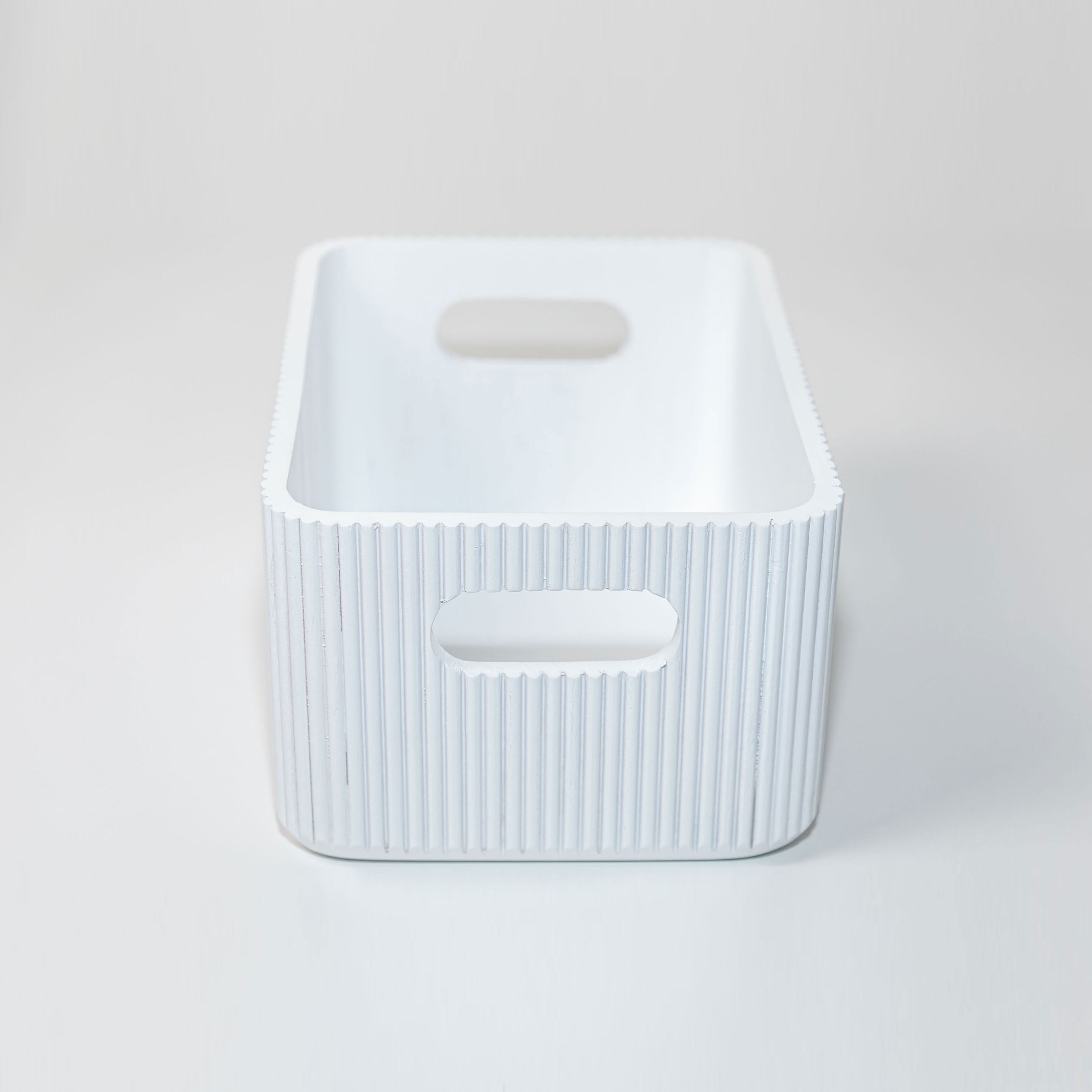 Wooden Ribbed Bins – White – Horderly